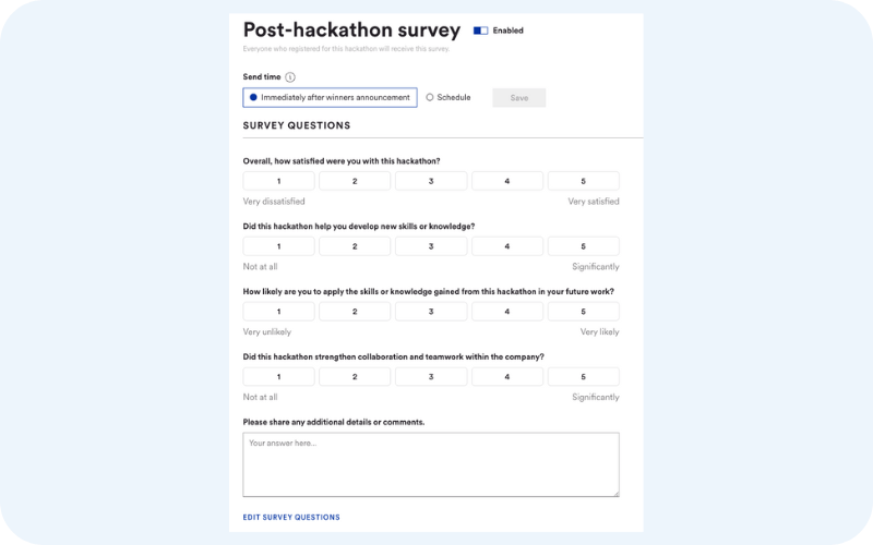 Streamline feedback with Devpost for Teams’ Post-Hackathon Surveys